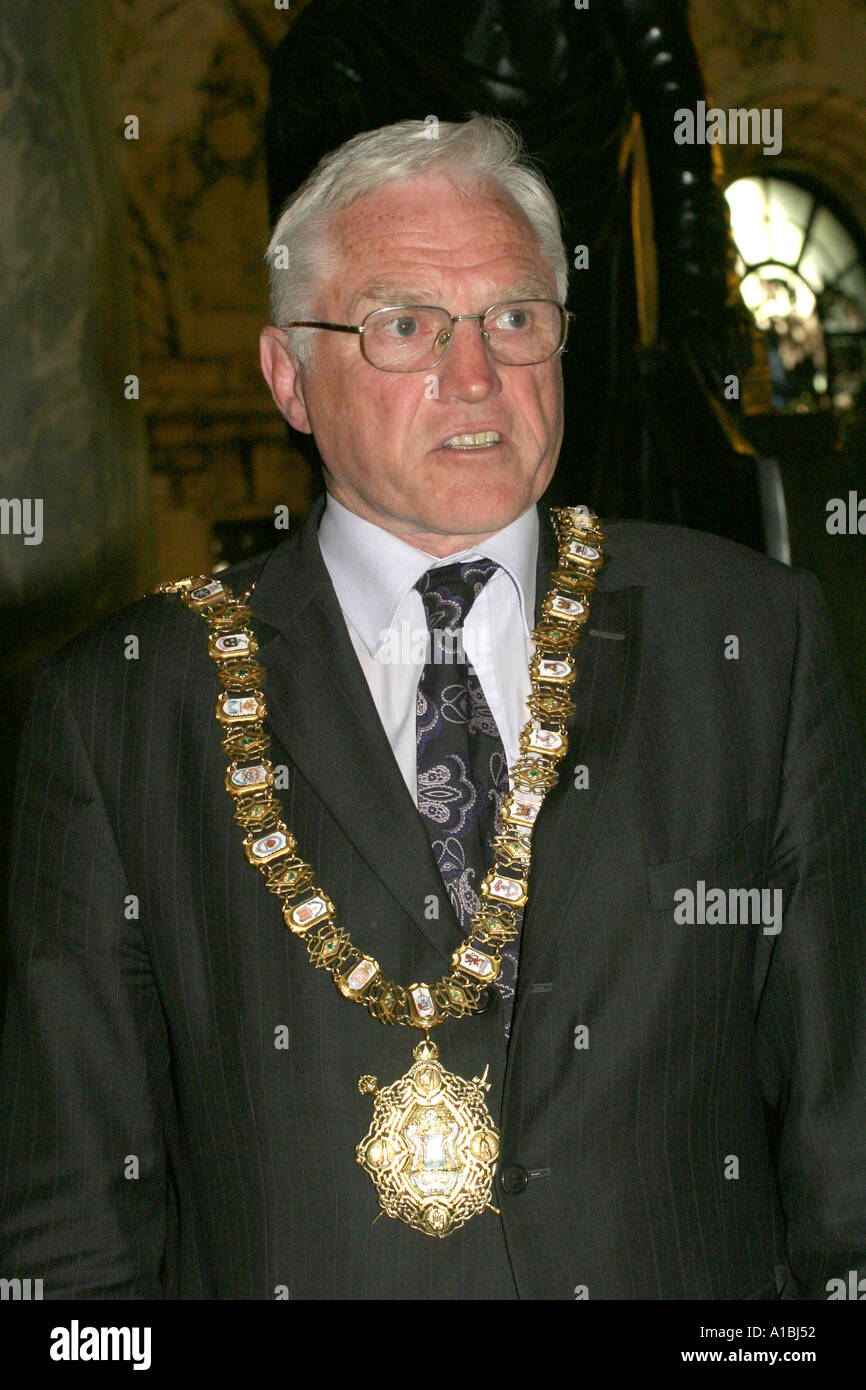 Belfast Lord Mayor Alliance Councillor Tom Ekin at his election in ...