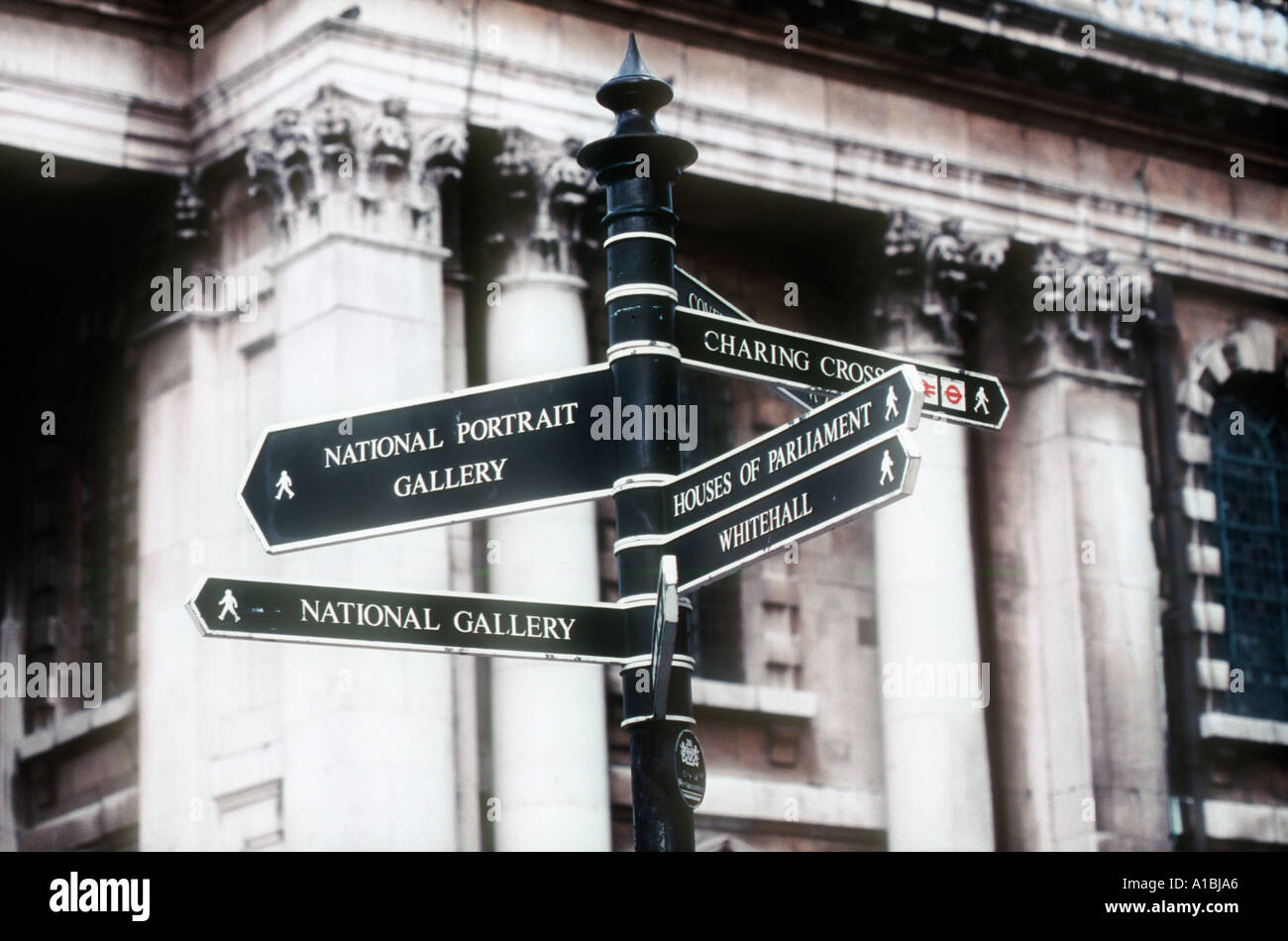 Street sign to famous places for tourists London UK Stock Photo - Alamy