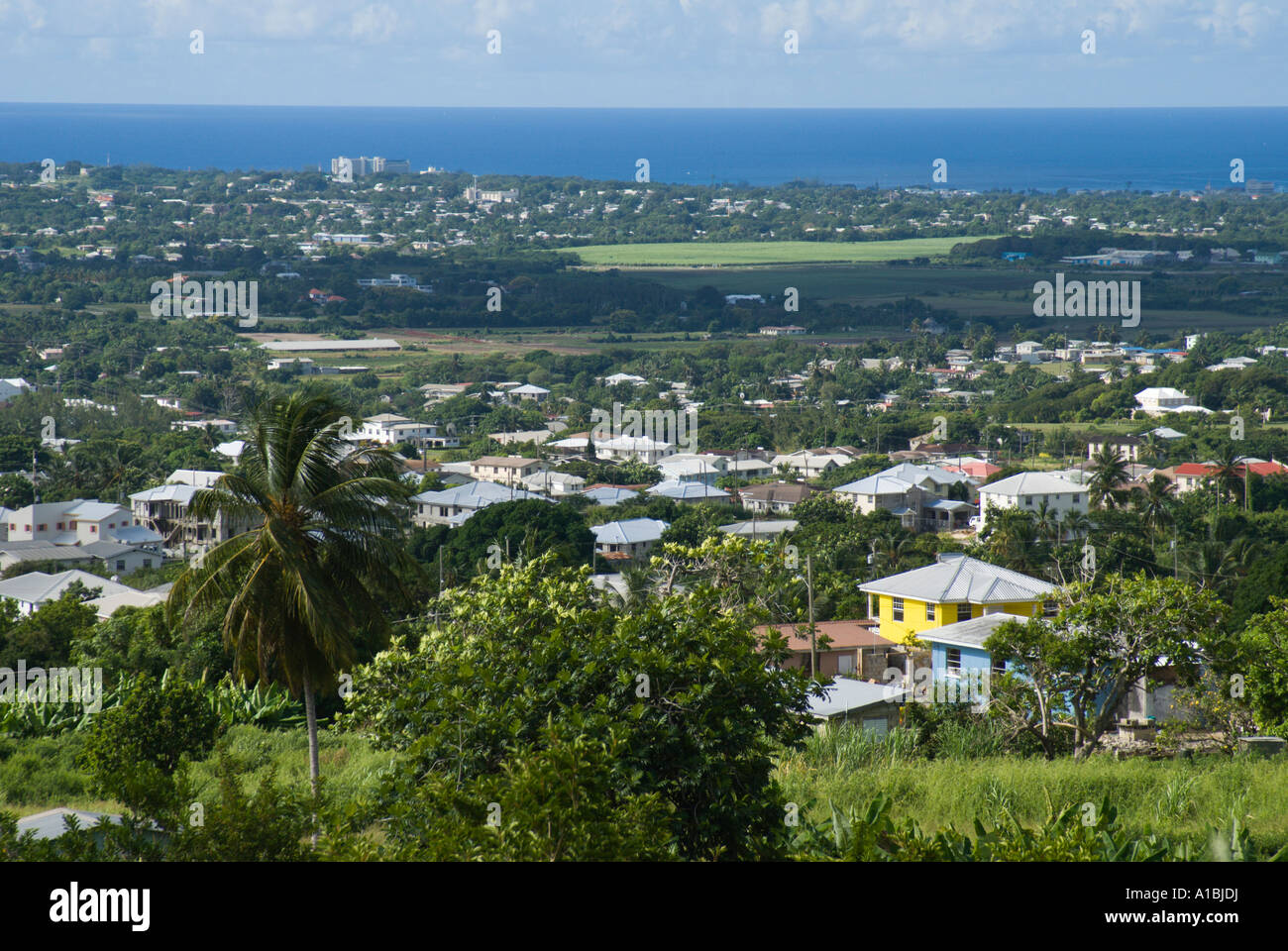 Barbados development houses old and new seen from Gun Hill Stock Photo ...