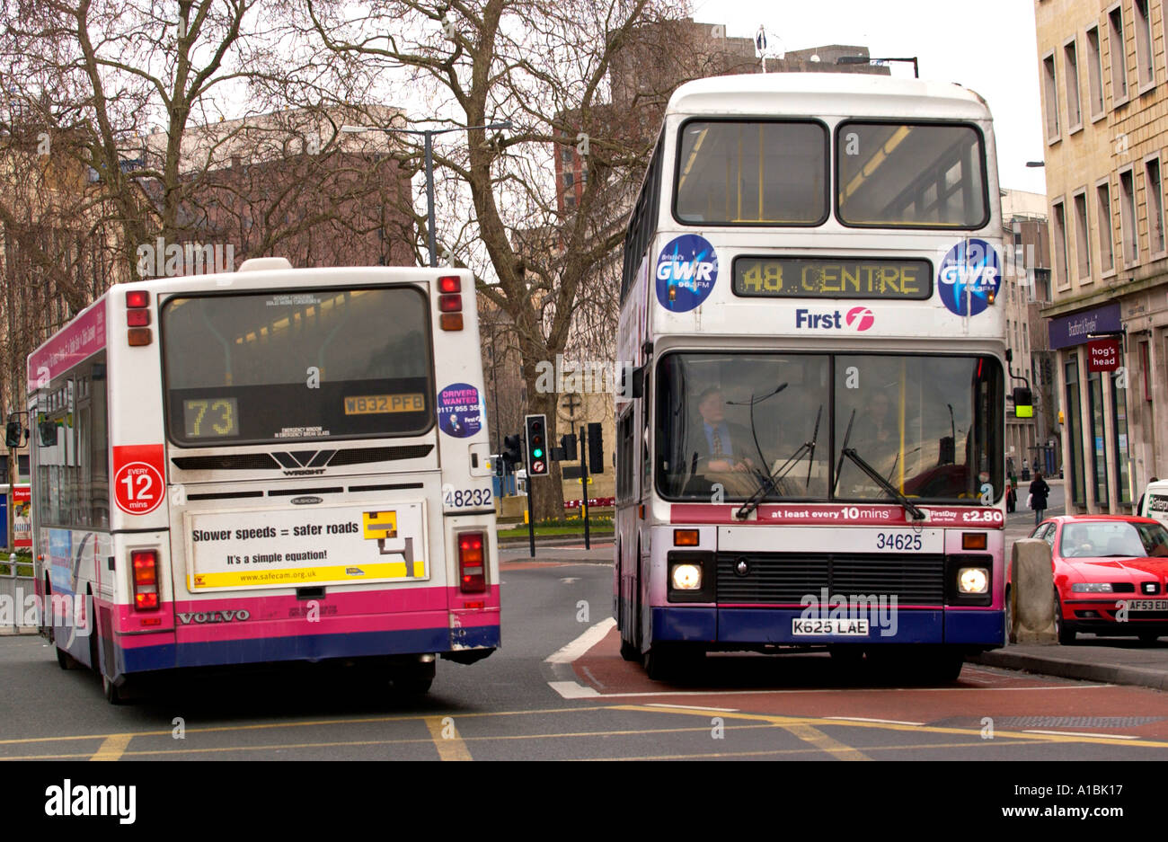 Public transport buses in Bristol city centre England UK Stock Photo ...
