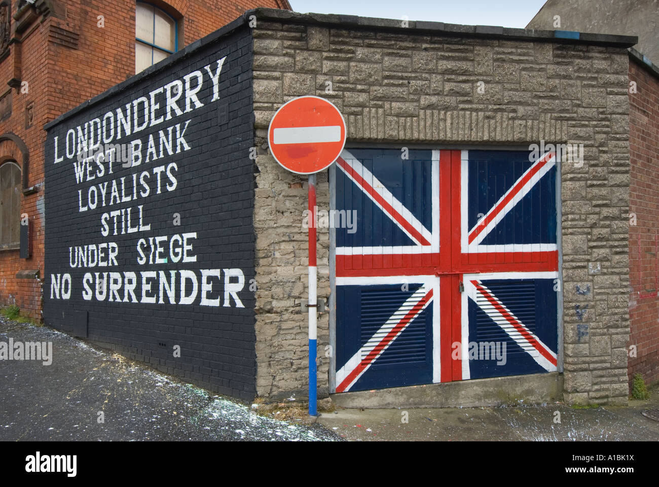 Northern Ireland Ulster County Derry Londonderry Loyalist Unionist sign ...