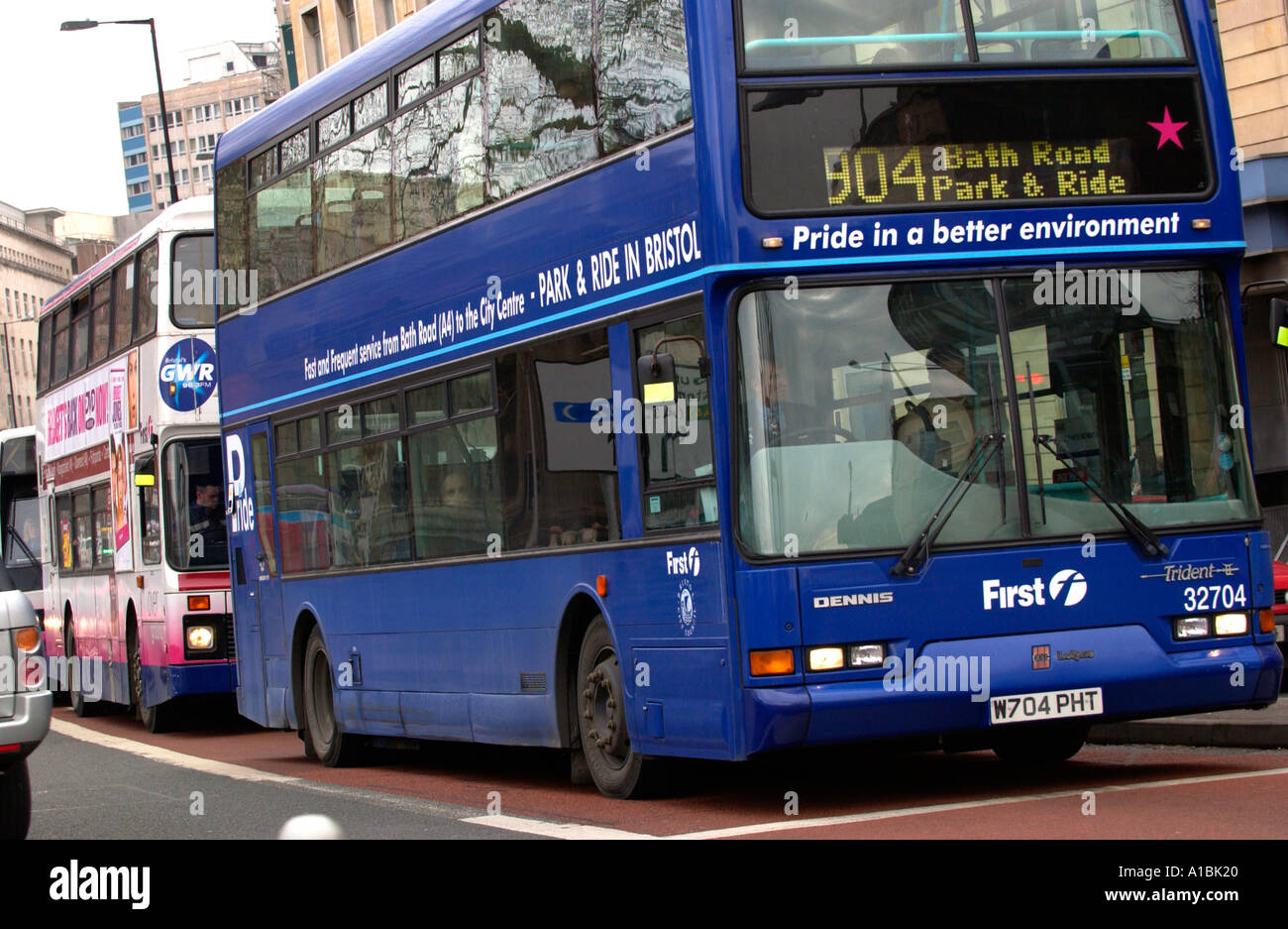 Public transport buses in Bristol city centre England UK Stock Photo ...