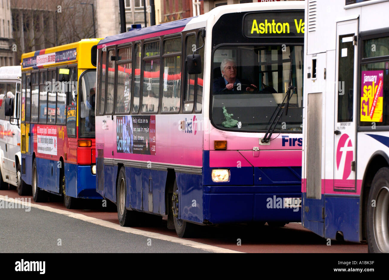 Public transport buses in Bristol city centre England UK Stock Photo ...