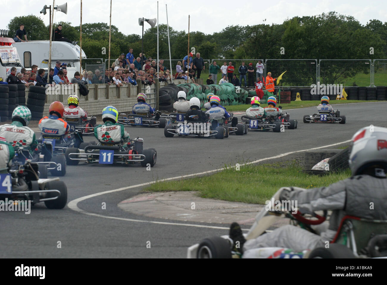 The Rotax Max field stretches out past the first corner during racing ...