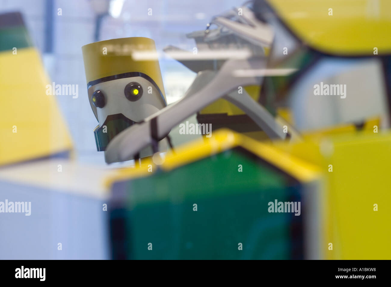 robot toy reflection on a shop window Stock Photo - Alamy