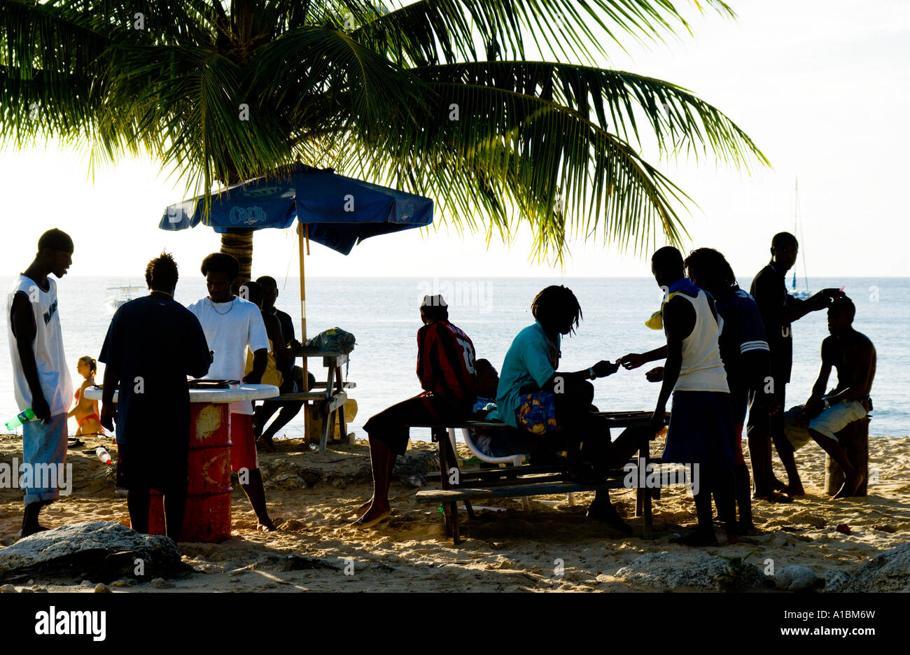 Barbados Holetown St James parish west coast the barber queue Stock ...