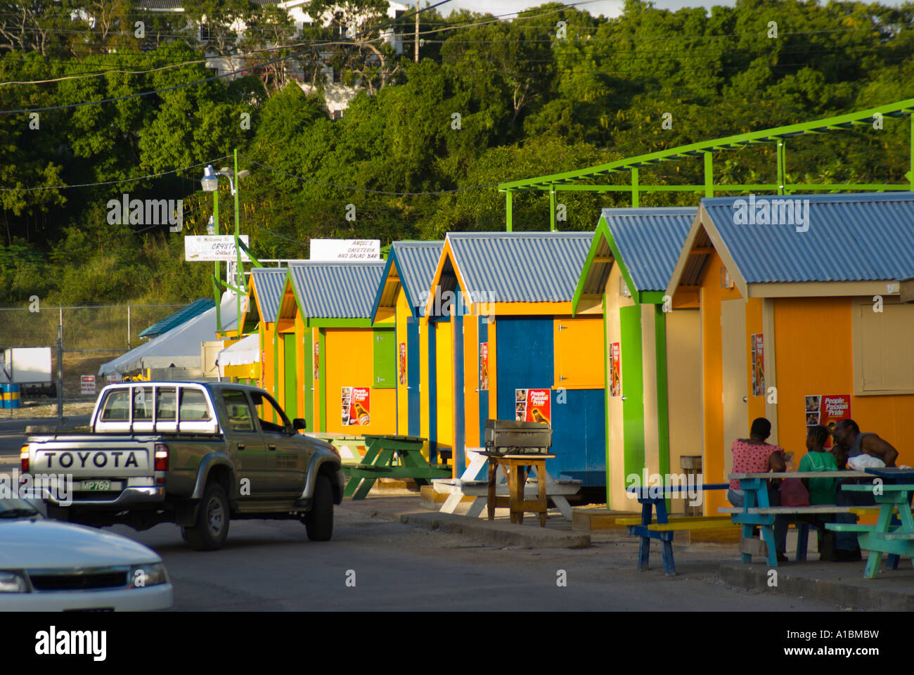 Oistins Fish Fry Barbados new fast food stalls erected 2006 Stock Photo ...