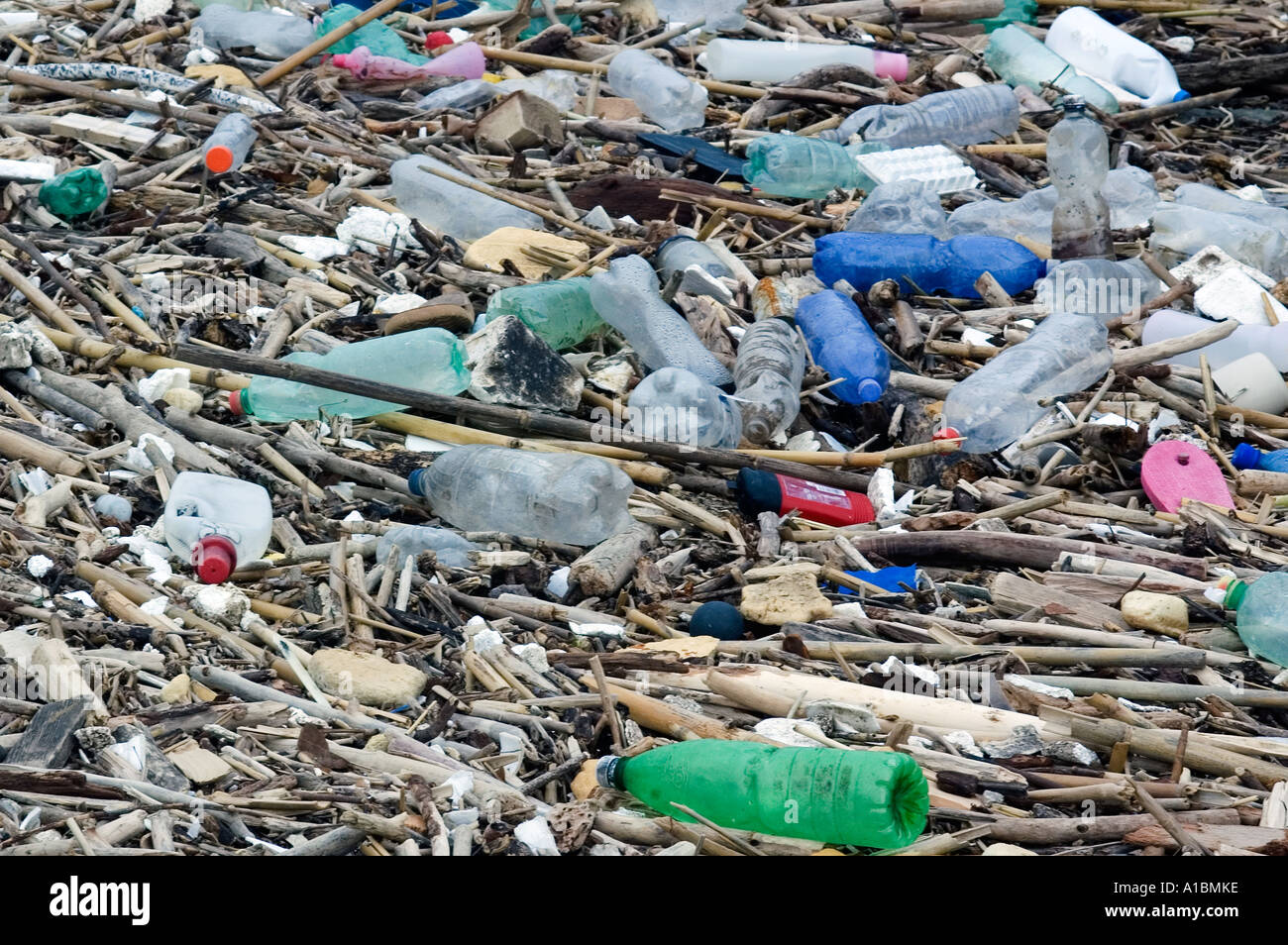 discarded plastic bottles and pollution Stock Photo - Alamy