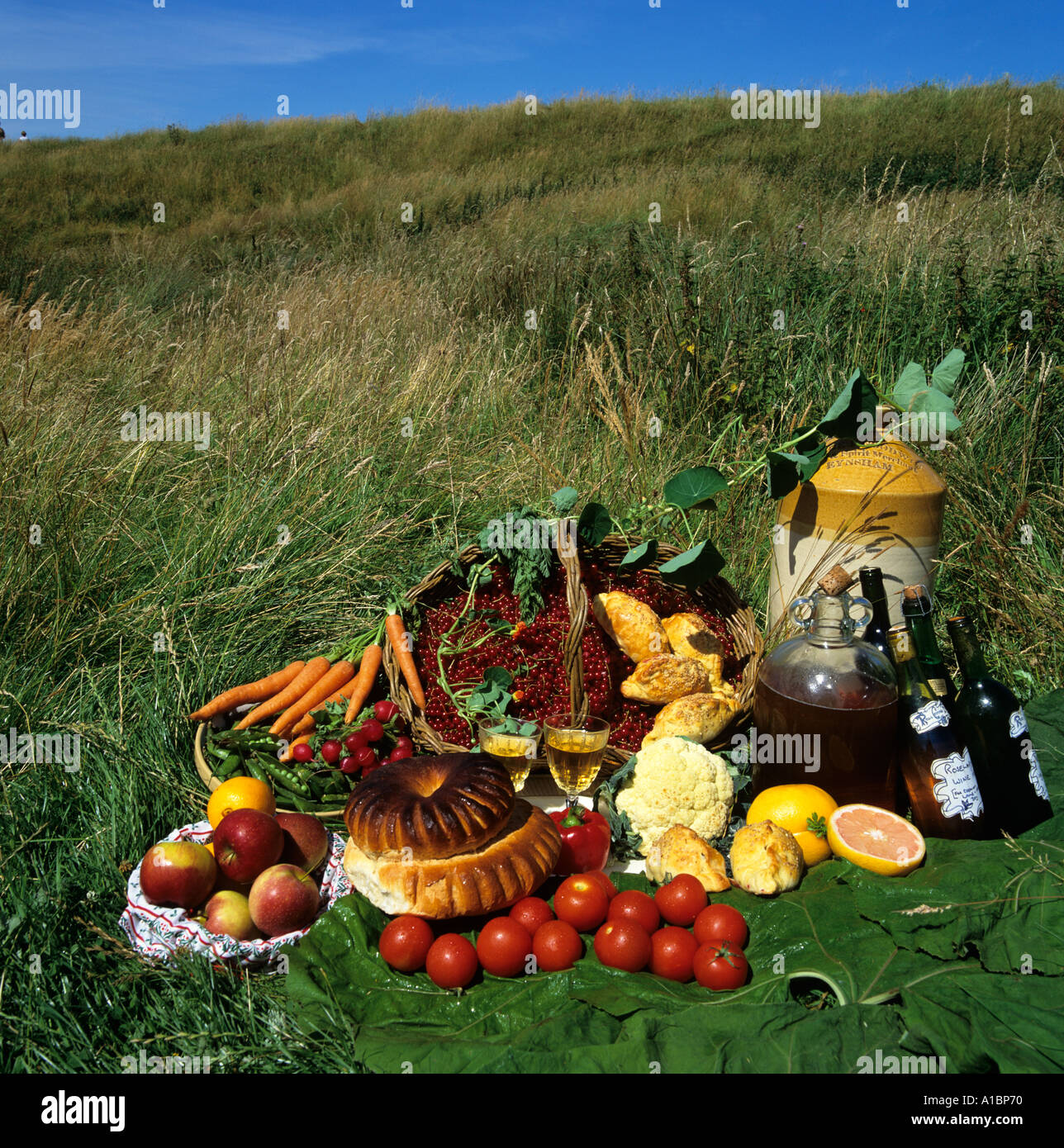 Good Country foods out doors on a summers day Stock Photo - Alamy