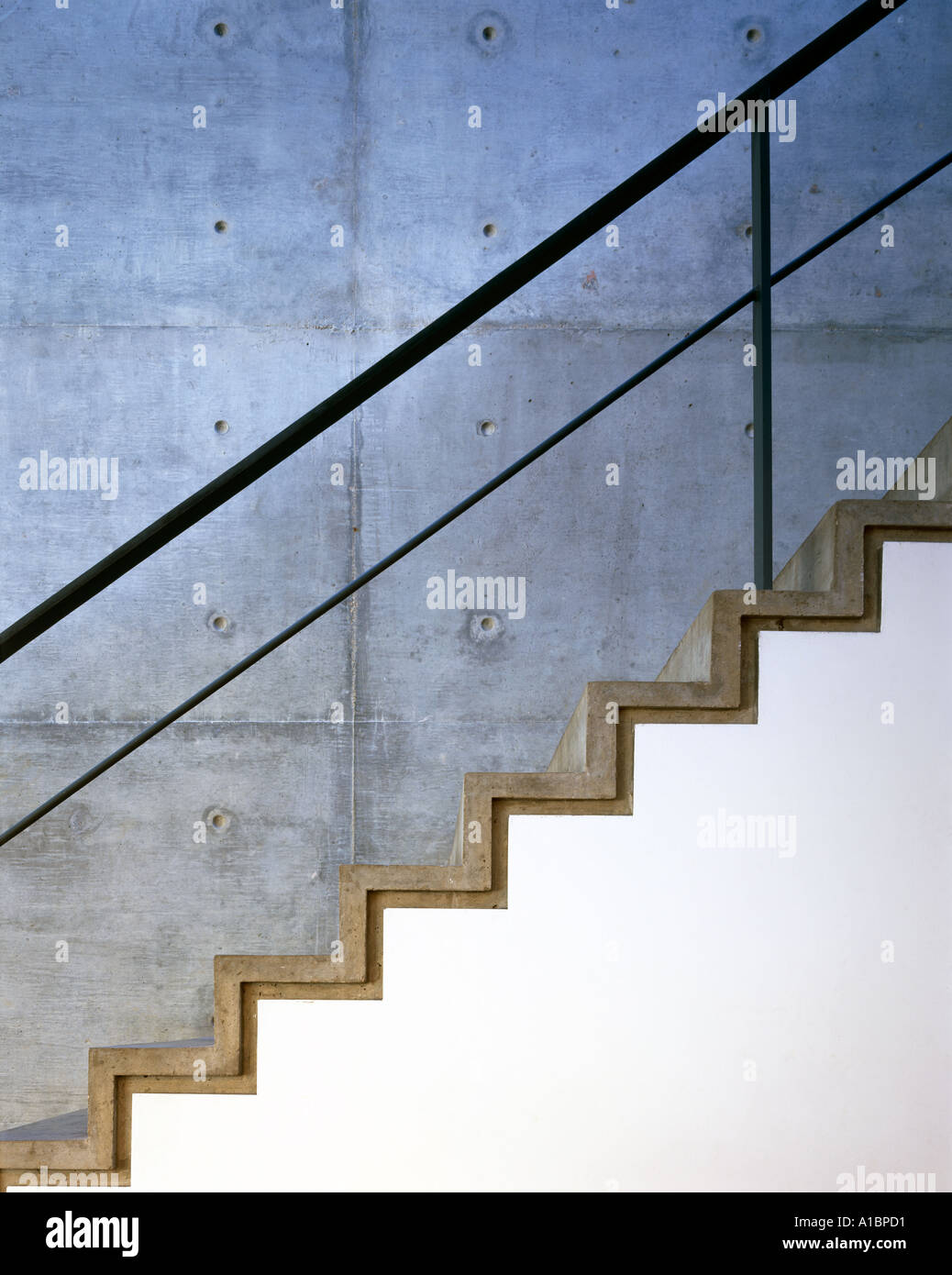 Architectural Details. Side elevation of modern concrete staircase ...