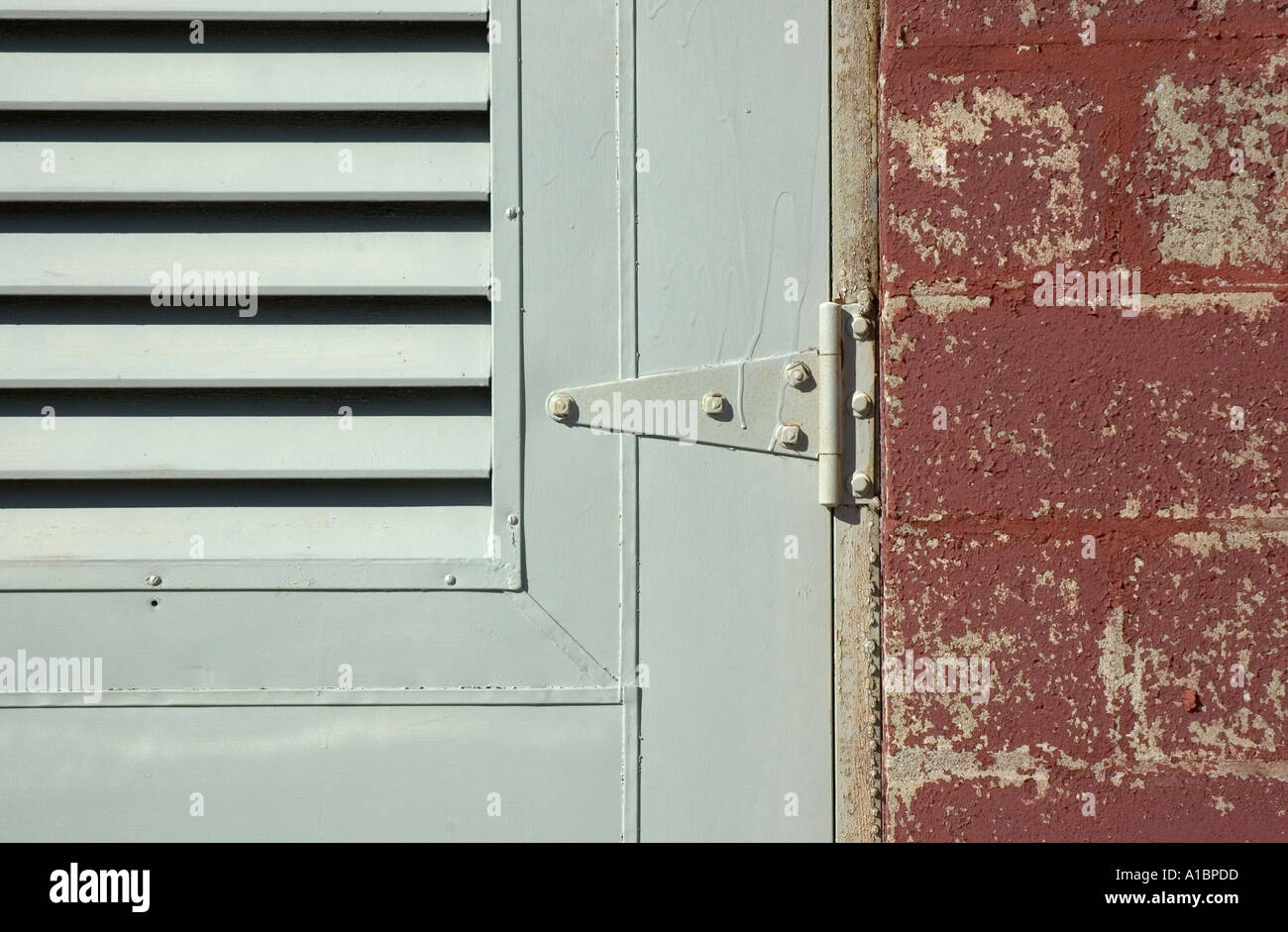 Close up detail of a hinge on a vent window Stock Photo - Alamy