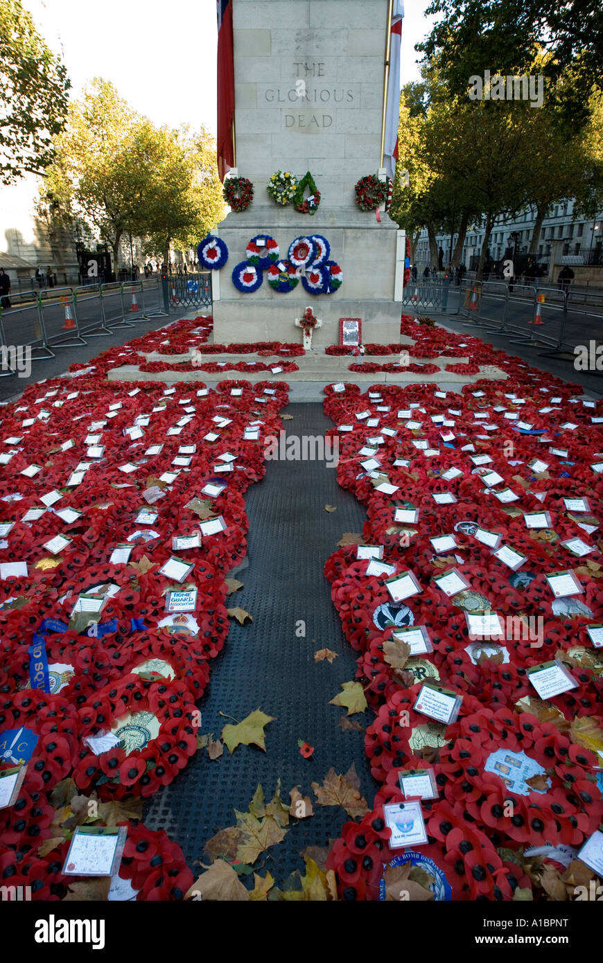POPPY WREATHS AT THE CENOTAPH LONDON MEMORIAL TO WAR DEAD 2006 Stock ...