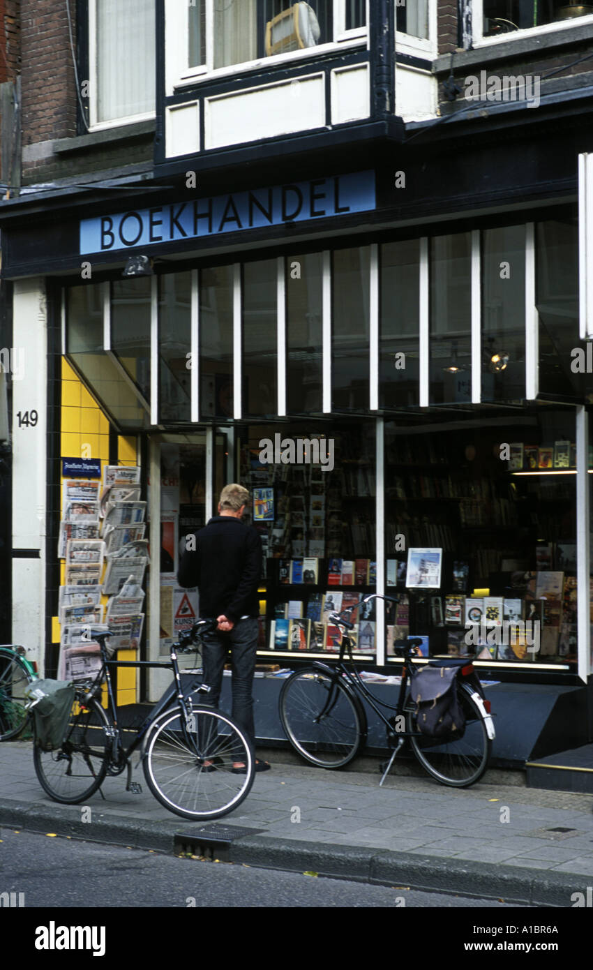 Window shopping at a bookstore in Amsterdam the Netherlands Stock Photo ...