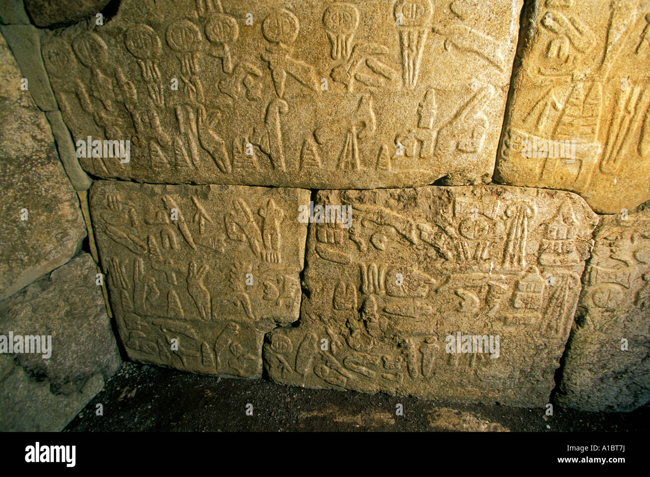 Reliefs in tunnel potern through the fortress of Hattusas capital city ...