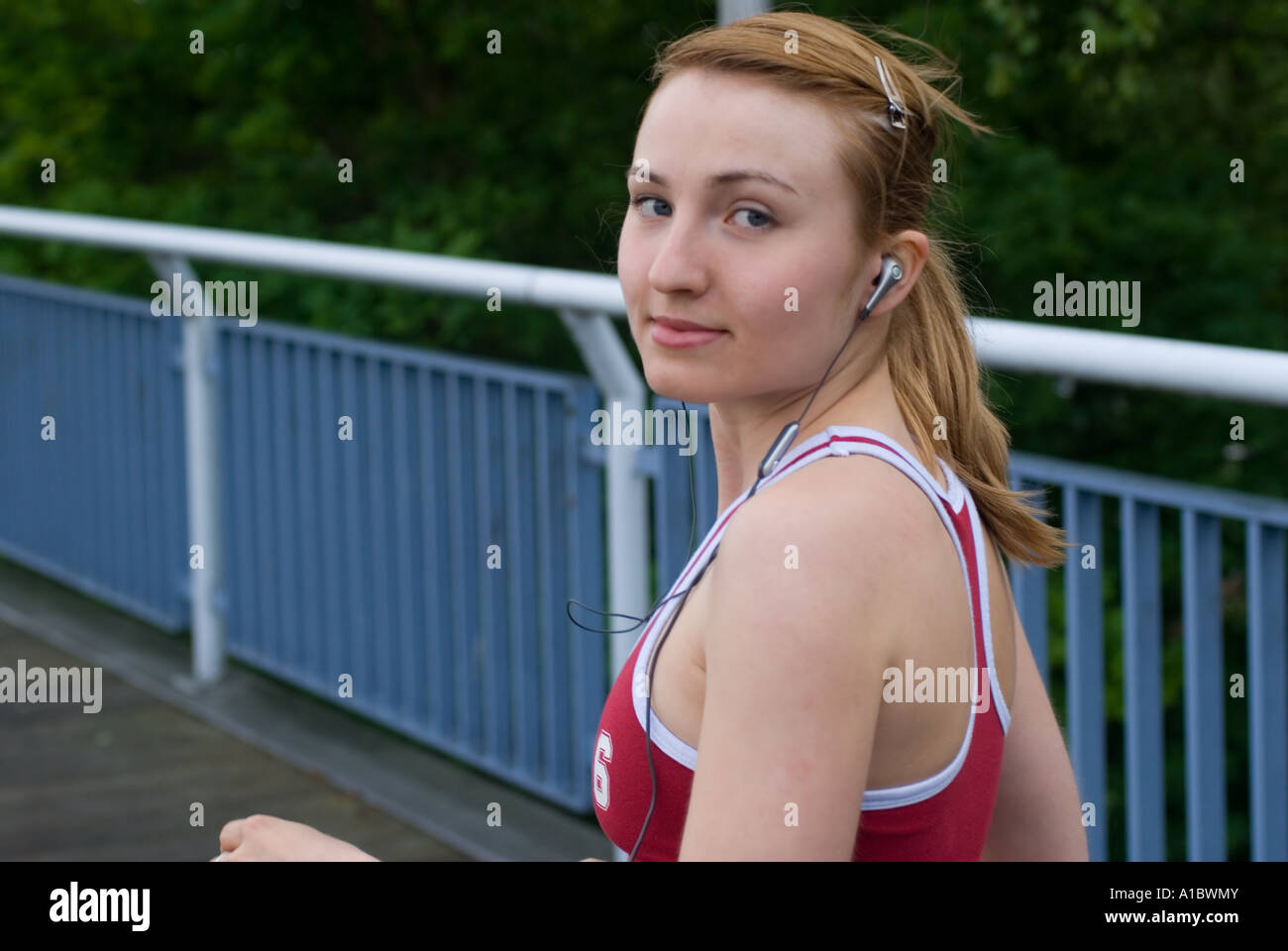 young beautiful woman jogging Stock Photo - Alamy