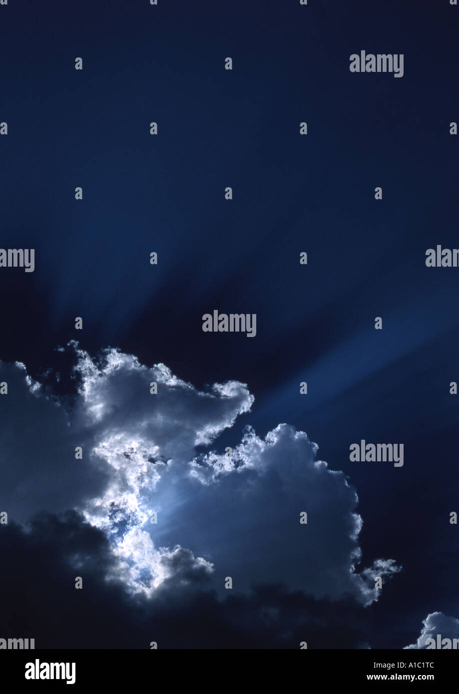 Cloud Shadow seen in deep blue summer sky with white cloud Stock Photo ...