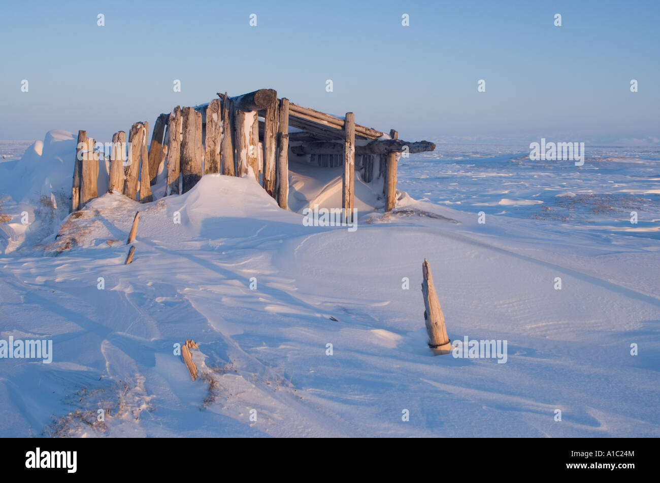 old Inupiat home along the Arctic coast eastern Arctic National ...