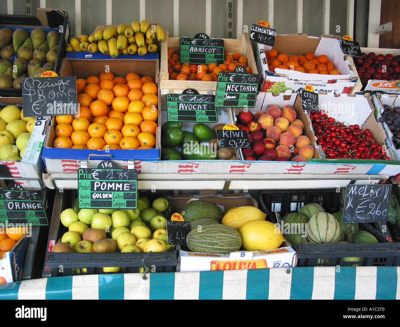 vegetable and fruit market stall Paris France Stock Photo - Alamy