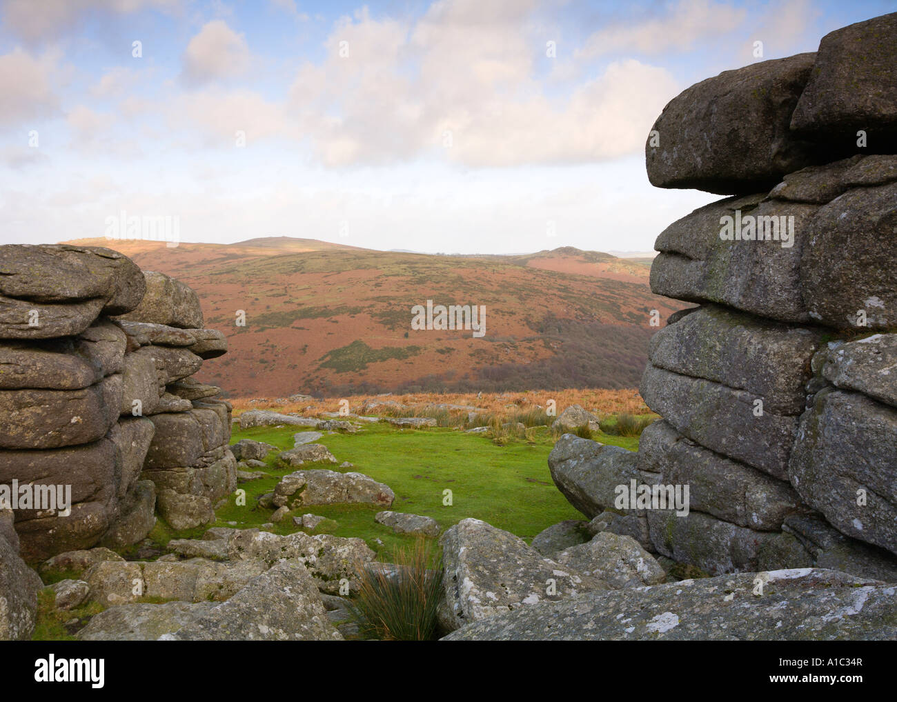 Combestone Tor Dartmoor National Park Devon UK Stock Photo - Alamy