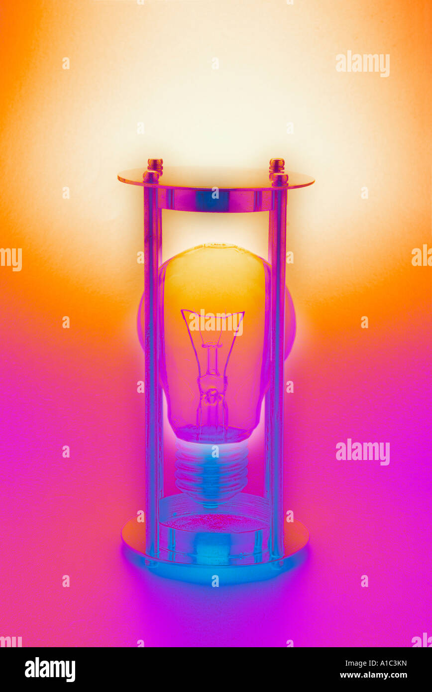 Light Bulb in Hourglass Frame Stock Photo - Alamy