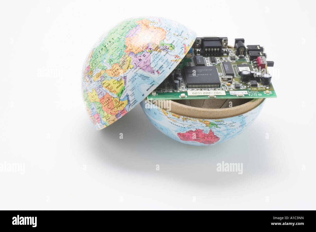 Circuit Board in Globe Container Stock Photo - Alamy
