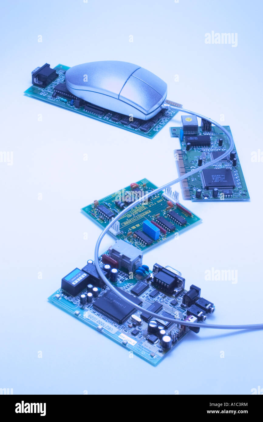 Computer Mouse on Circuit Boards Stock Photo - Alamy
