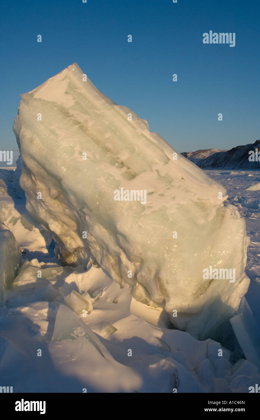 jumbled ice on the frozen Arctic ocean off Herschel island Mackenzie ...