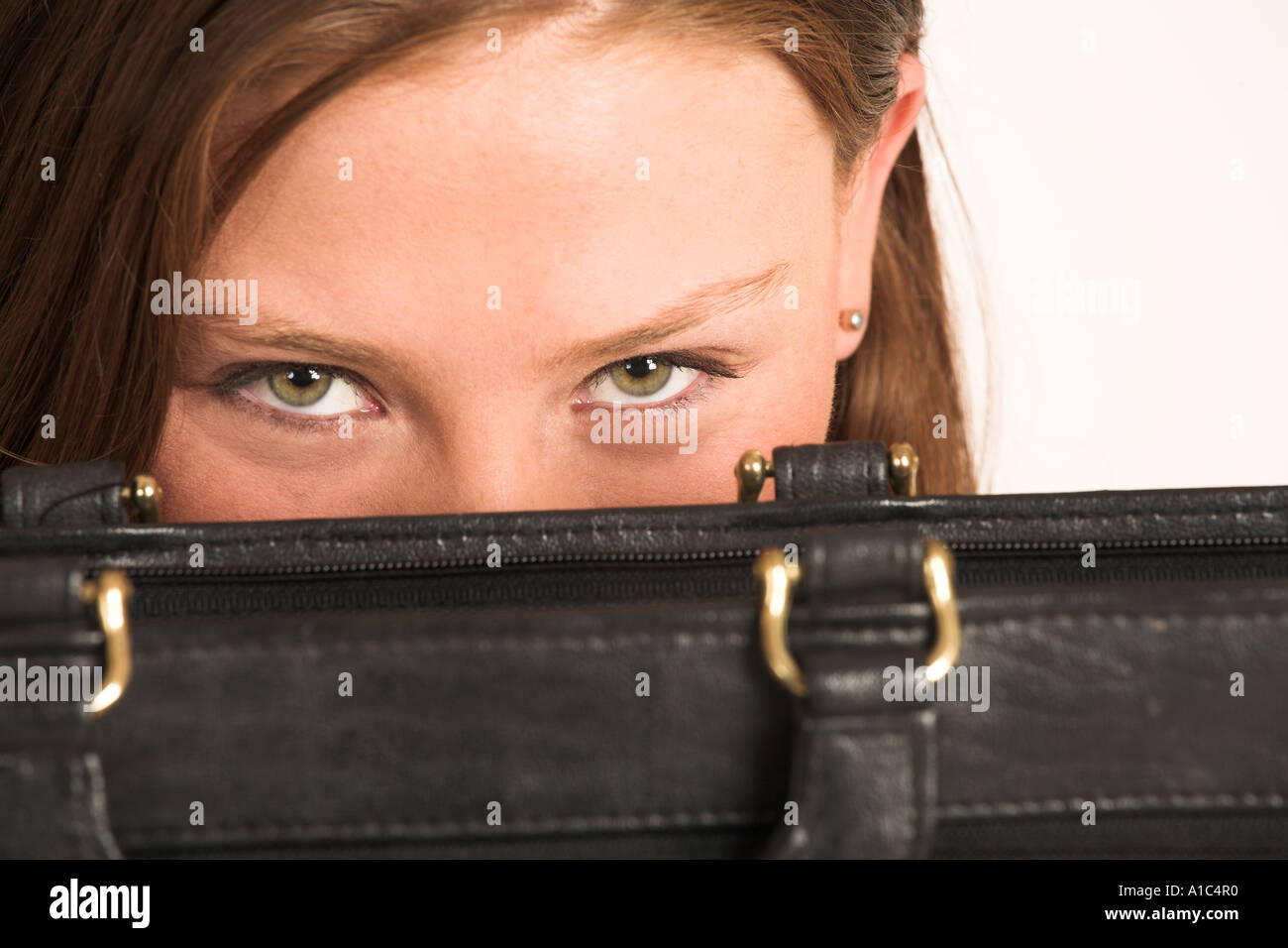 Woman hide leather suitcase hi-res stock photography and images - Alamy