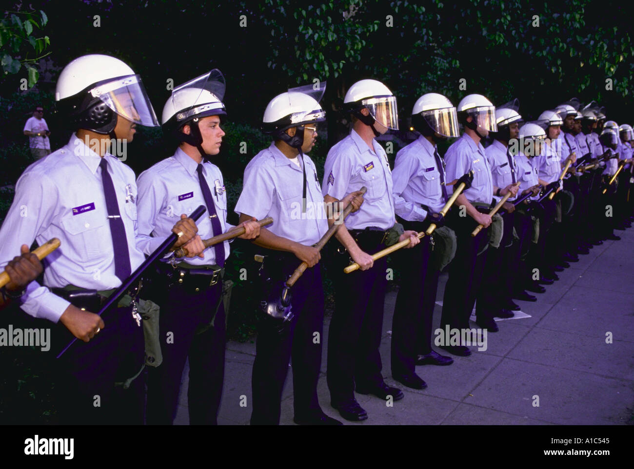 Riot control police in formation during the aftermath of the Mount ...