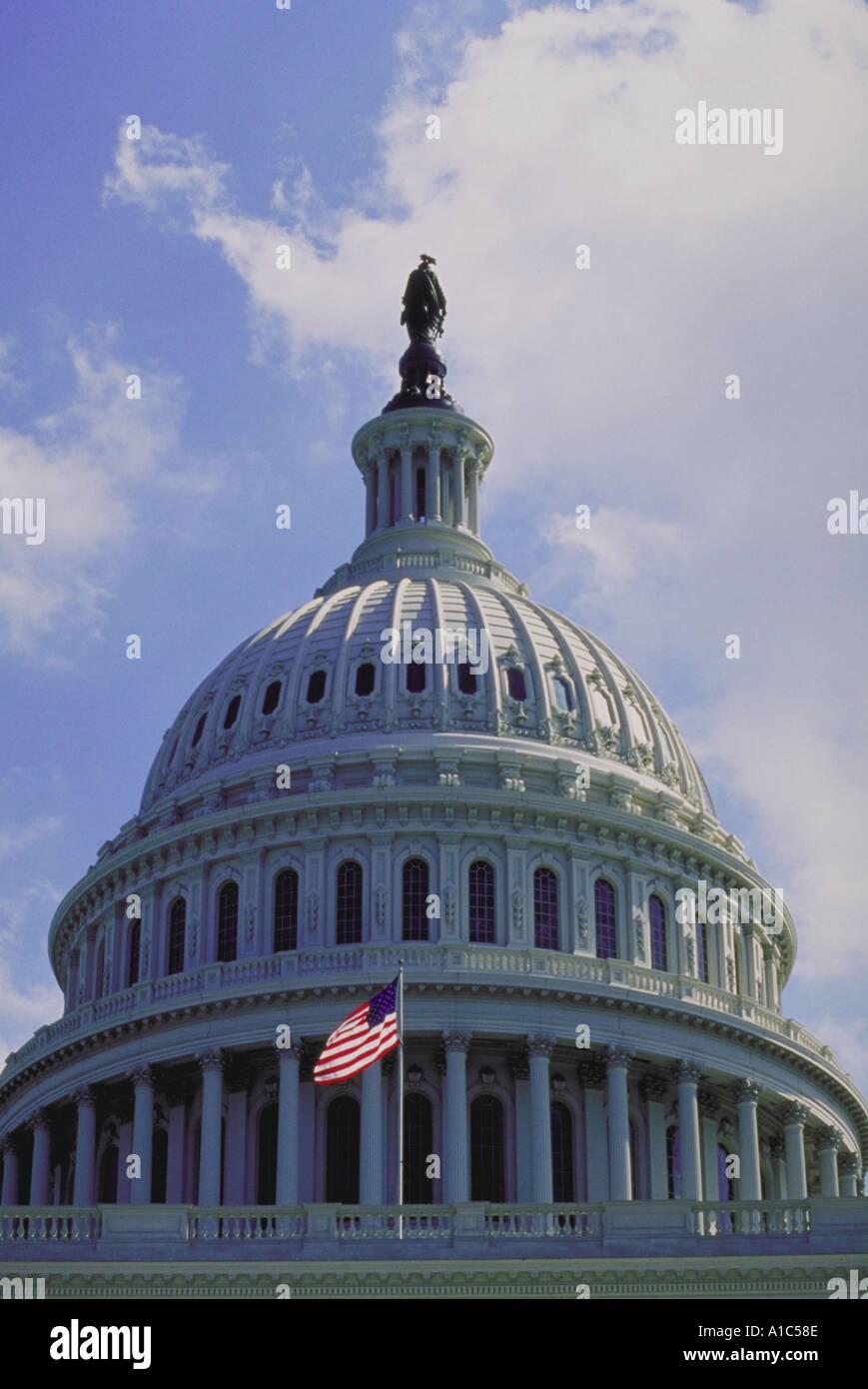 U Capitol building dome with American flag Washington DC Government ...