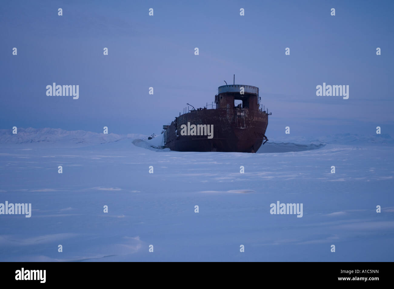 old ship permanently stranded along the Arctic coast at Demarcation ...