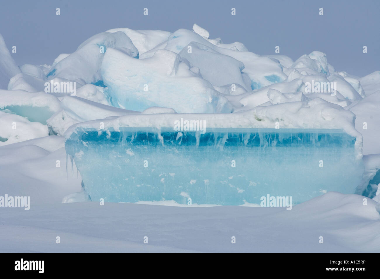 jumbled up ice in the frozen Chukchi Sea off Point Barrow Arctic Alaska ...