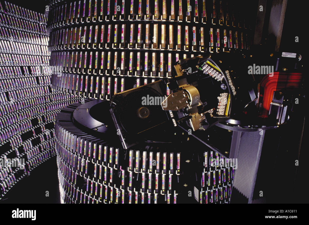 A robotic arm retrieves MCI Corporation customer telephone call records ...