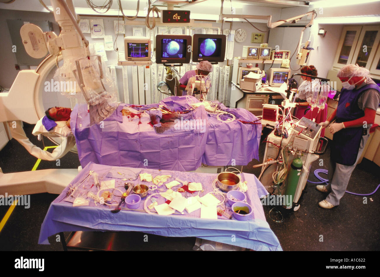 Wide view of cardiac catheterization lab in Maryland after high risk ...