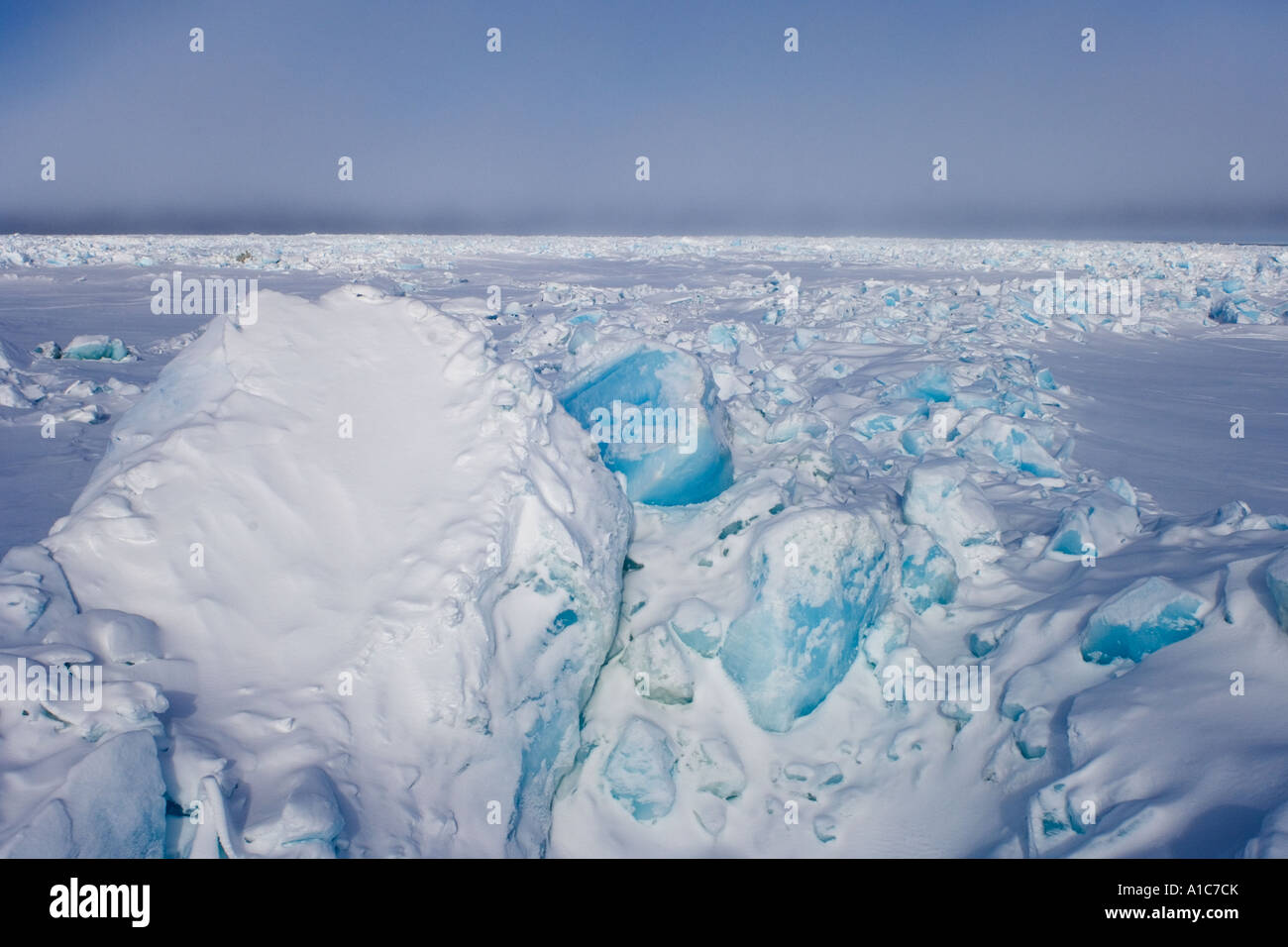 jumbled up ice in the frozen Chukchi Sea off Point Barrow Arctic Alaska ...