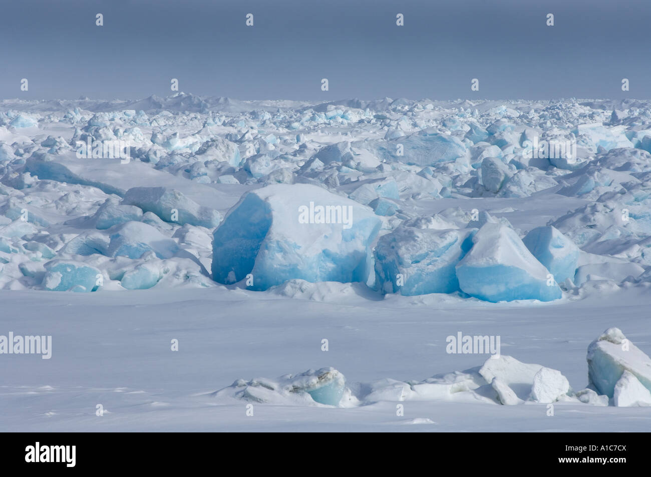 jumbled up ice in the frozen Chukchi Sea off Point Barrow Arctic Alaska ...
