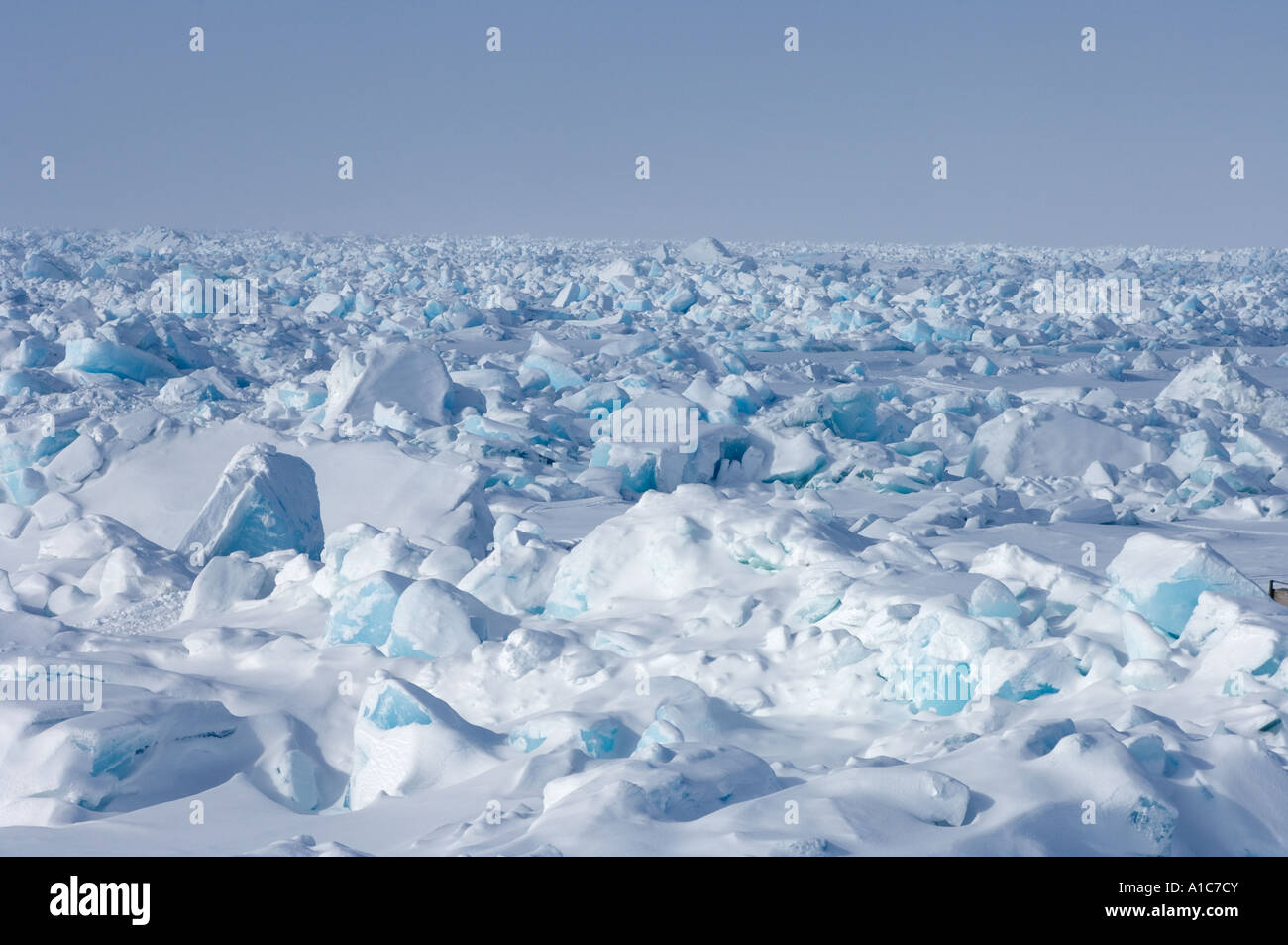 jumbled up ice in the frozen Chukchi Sea off Point Barrow Arctic Alaska ...