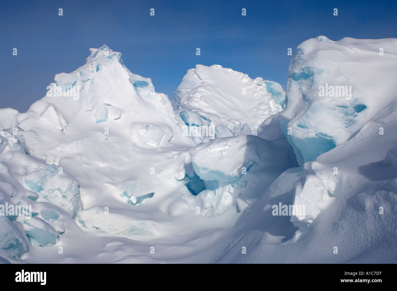 jumbled up ice in the frozen Chukchi Sea off Point Barrow Arctic Alaska ...
