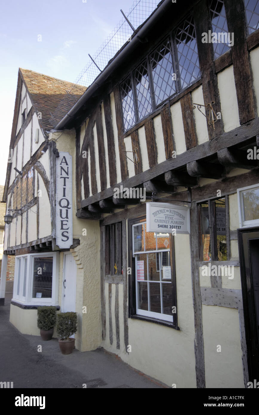 quaint medieval timbered antique shop in village of Shere Surrey UK ...