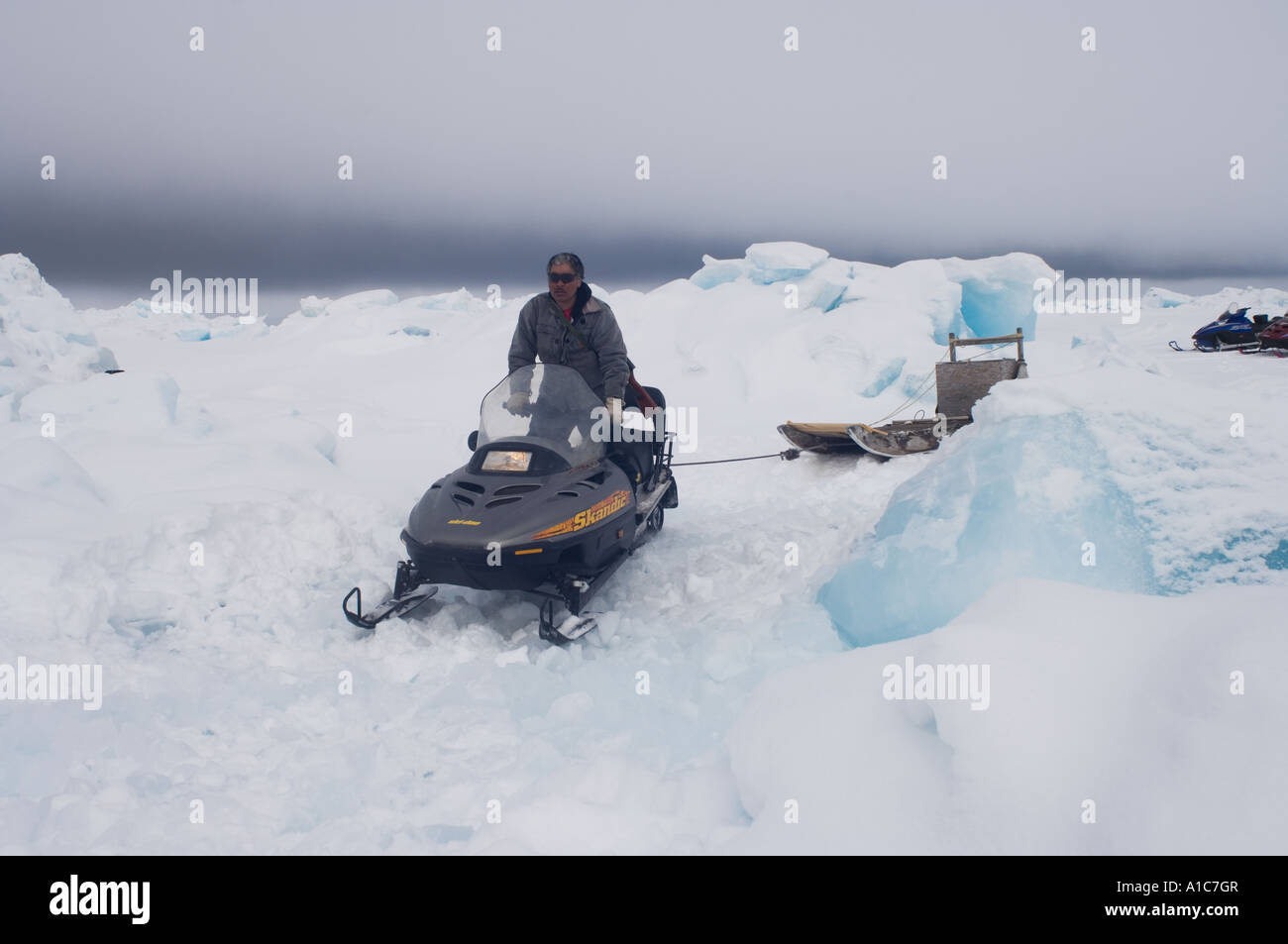 inupiat whaling crew break trail over the frozen Chukchi Sea to get to ...