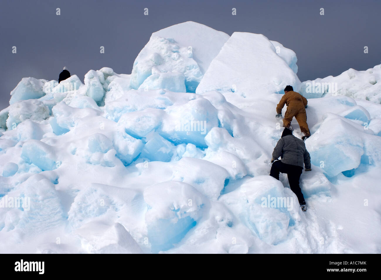 inupiat whaling crew make their way over the frozen Chukchi Sea to open ...