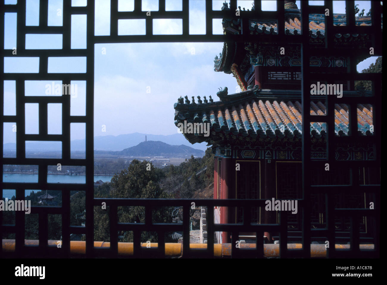 Window view Summer Palace Beijing Stock Photo - Alamy