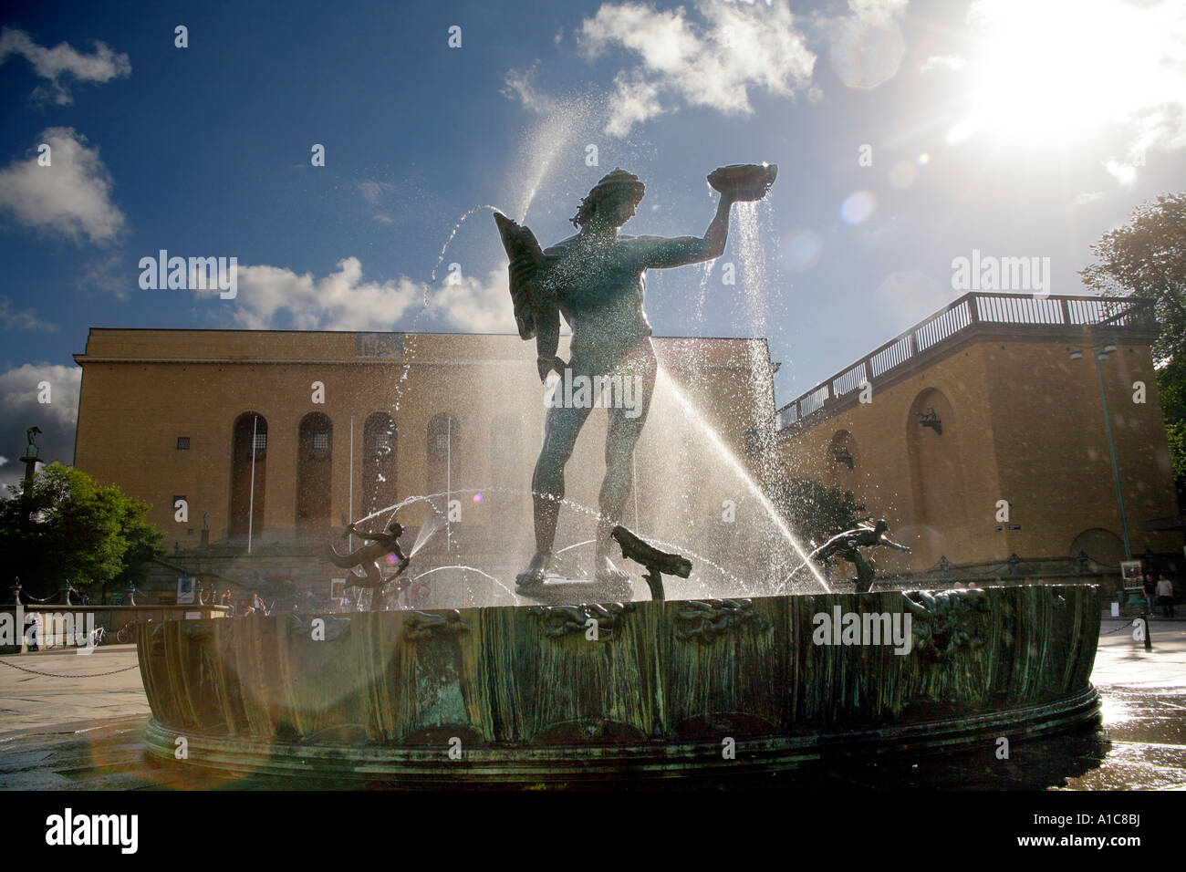 Statue of the sea god Poseidon by Swedish artist Carl Milles which was ...