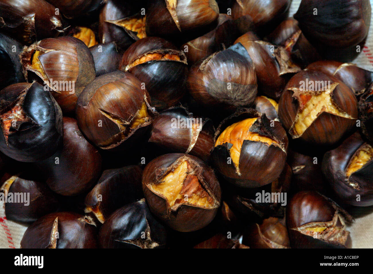 Roasted Marroni chestnuts Chestnuts a winter favorite food Stock Photo ...