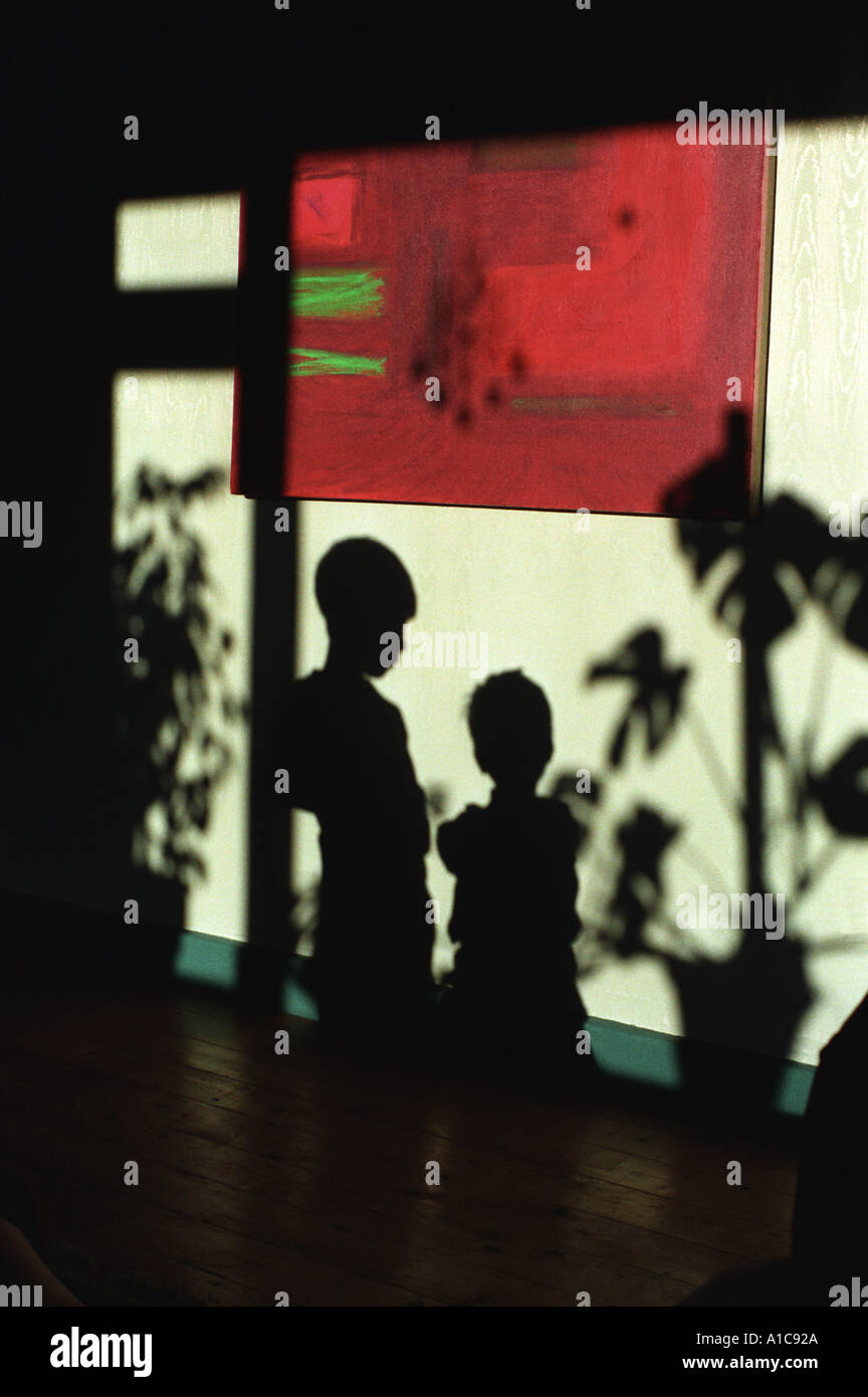SHADOW OF TWO BOYS BY PAINTING Stock Photo - Alamy