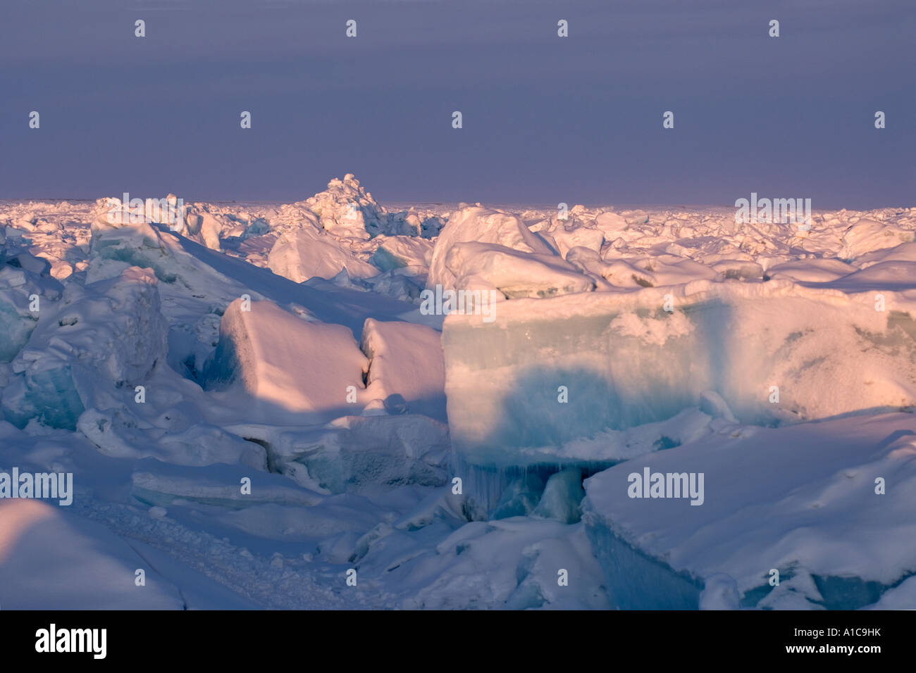 jumbled up ice in the frozen Chukchi Sea off Point Barrow Arctic Alaska ...