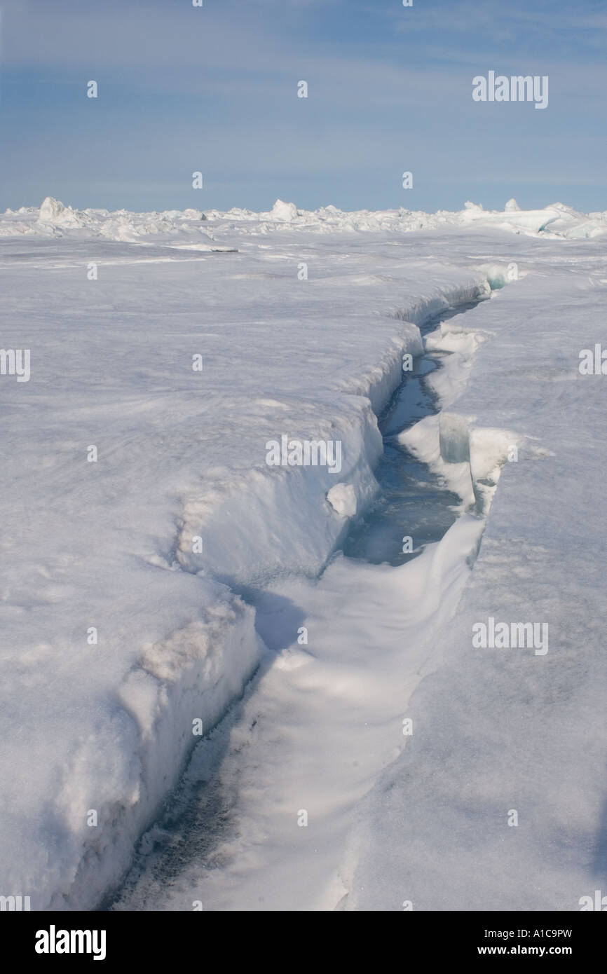 beginnings of an open lead on the frozen Chukchi Sea off Point Barrow ...