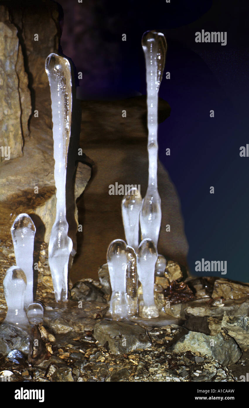 Ice stalagmites in a cave Stock Photo - Alamy