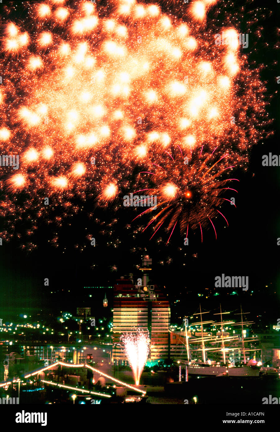 Traditional new year firework in Gothenburg Stock Photo - Alamy