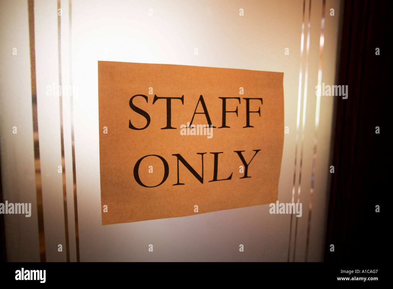 STAFF ONLY SIGN ON OFFICE DOOR Stock Photo - Alamy